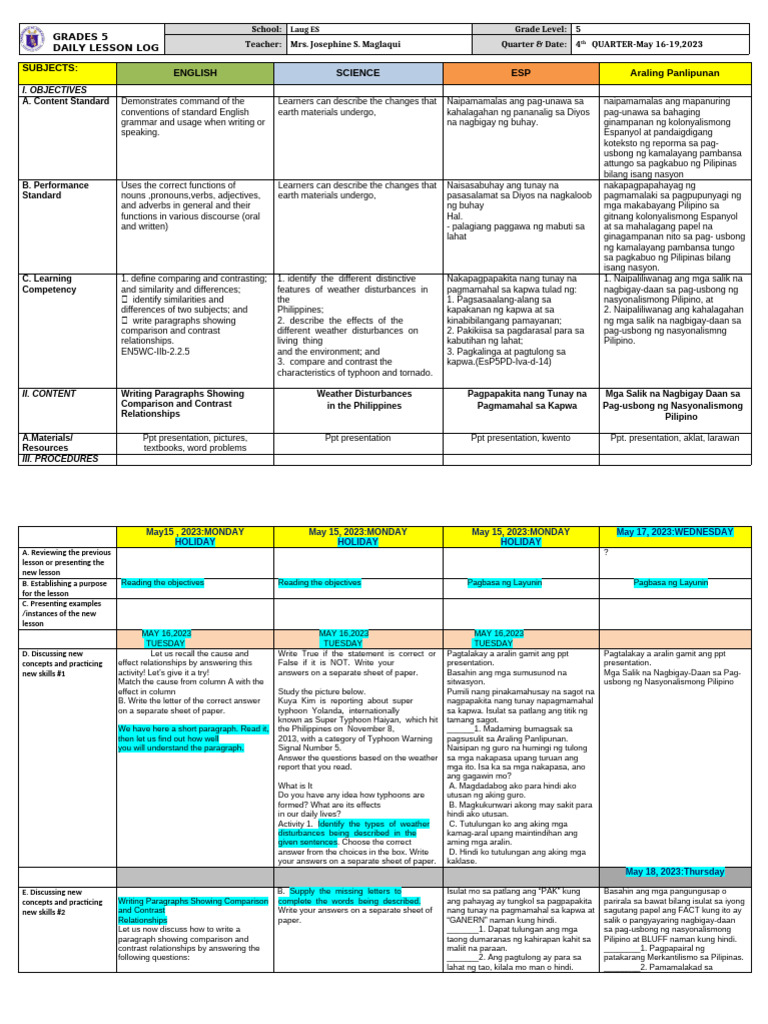 DLL Q4 Wk 3 23-may16-19 | PDF