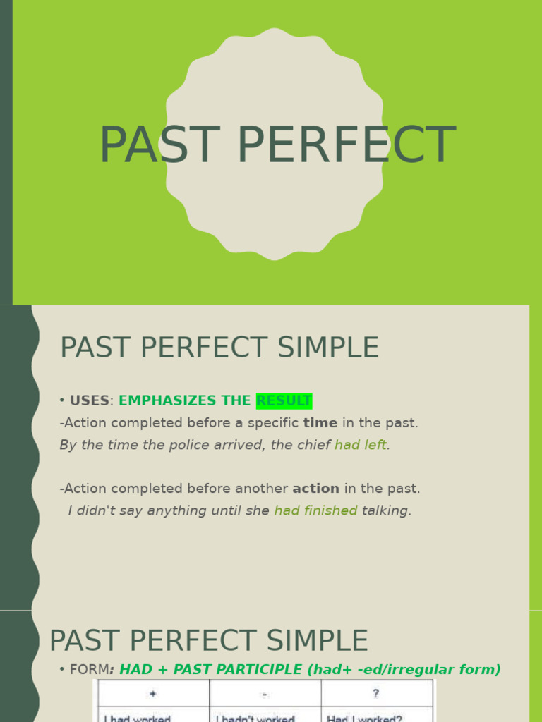 PPP Past Perfect Tenses | PDF