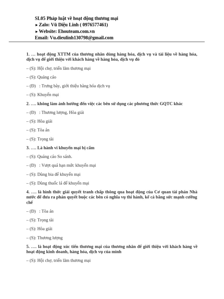 SL05 Pháp Luật Về Hoạt Động Thương Mại | PDF