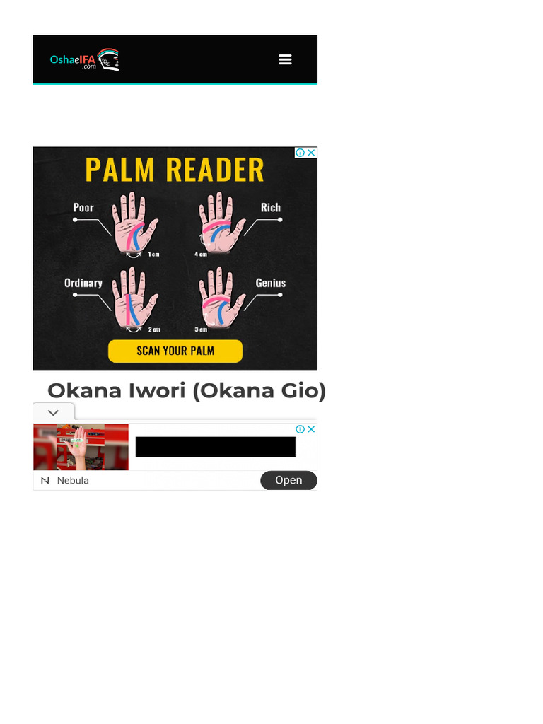 OKANA IWORI - OKANA GIO - IFA SIGNS - Oshaeifa.com | PDF