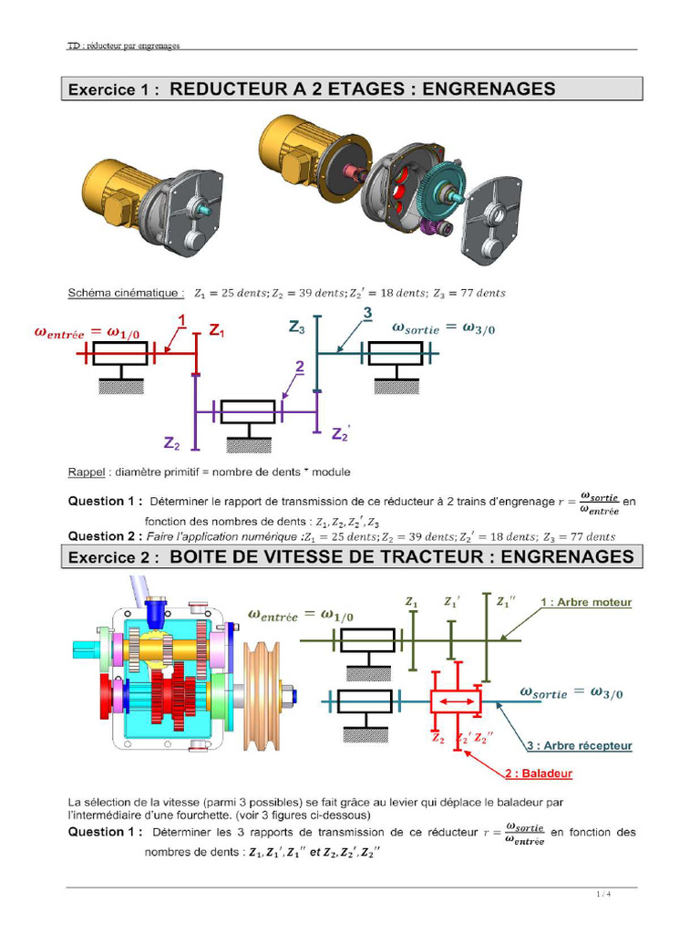 TD - Réducteur Par Engrenages | PDF