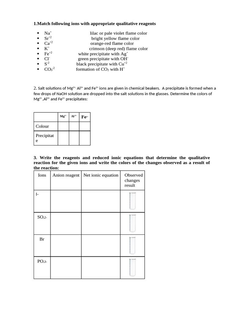 Qualitative Ion Tests and Reactions Guide | PDF | Salt (Chemistry ...