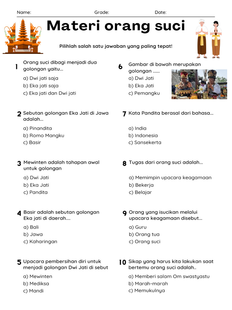 Golongan Orang Suci dan Upacaranya | PDF
