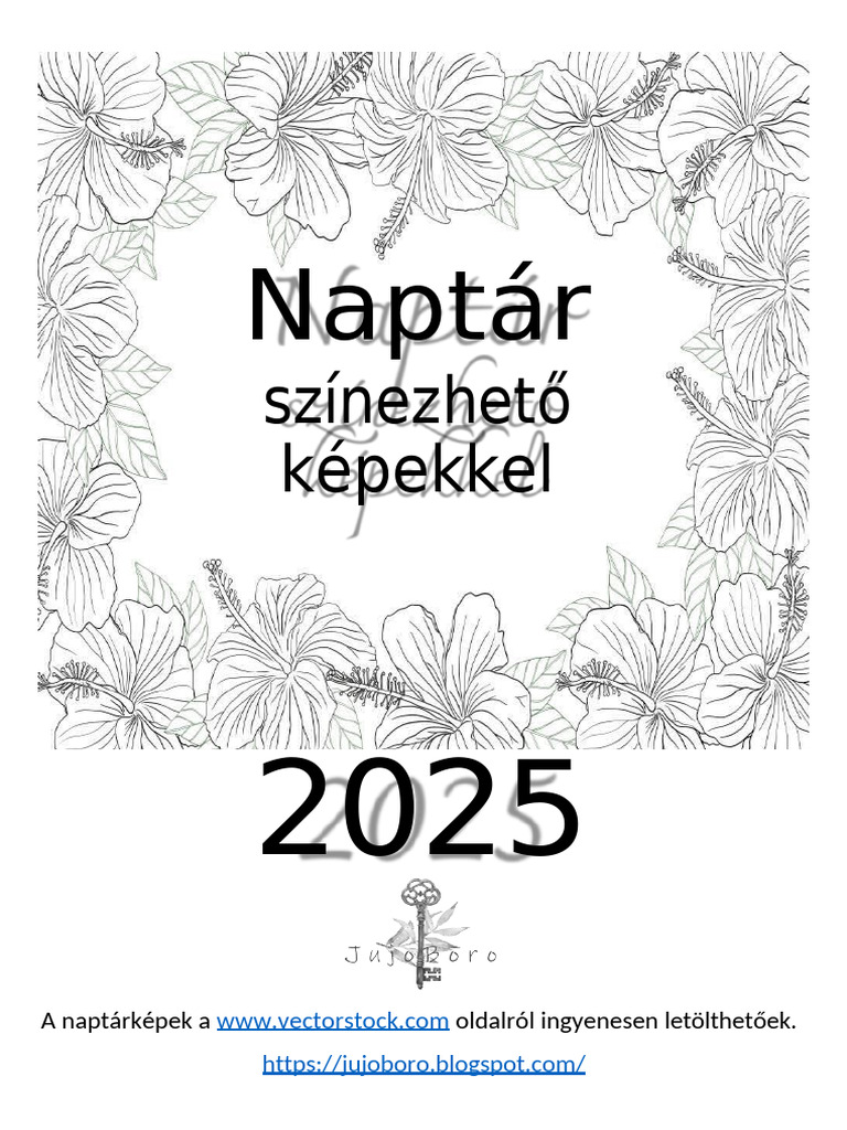 Naptár Színezhető Rajzokkal 2025 | PDF