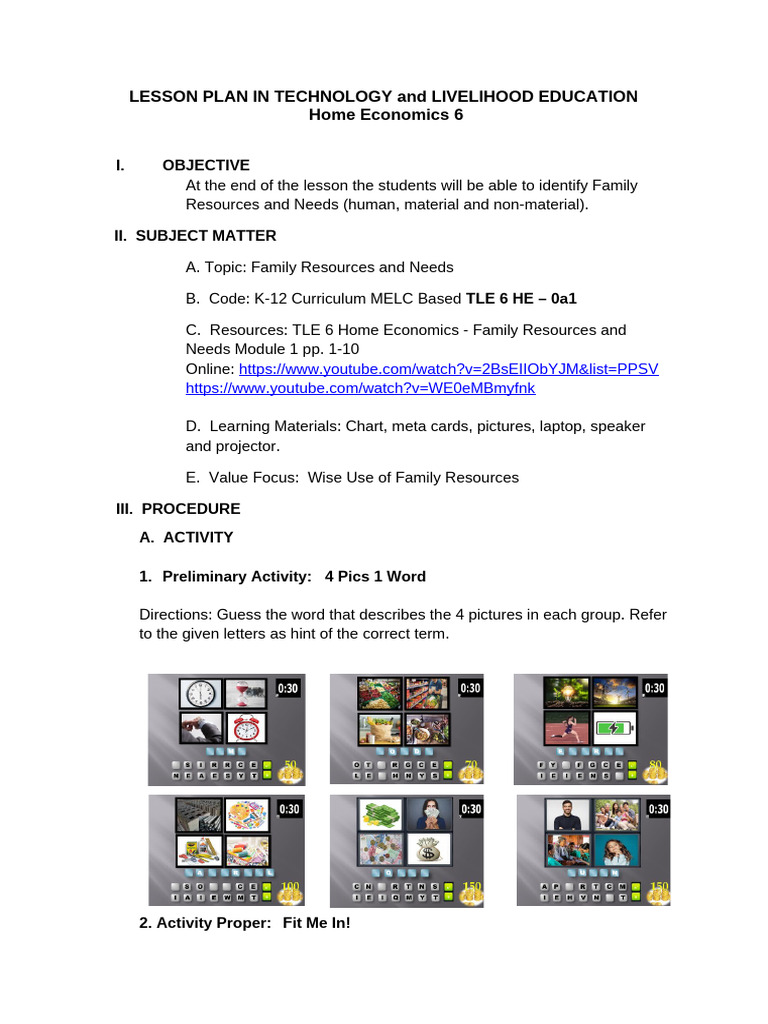 Lesson Plan EPP 6 HE | PDF | Lesson Plan | Cognition
