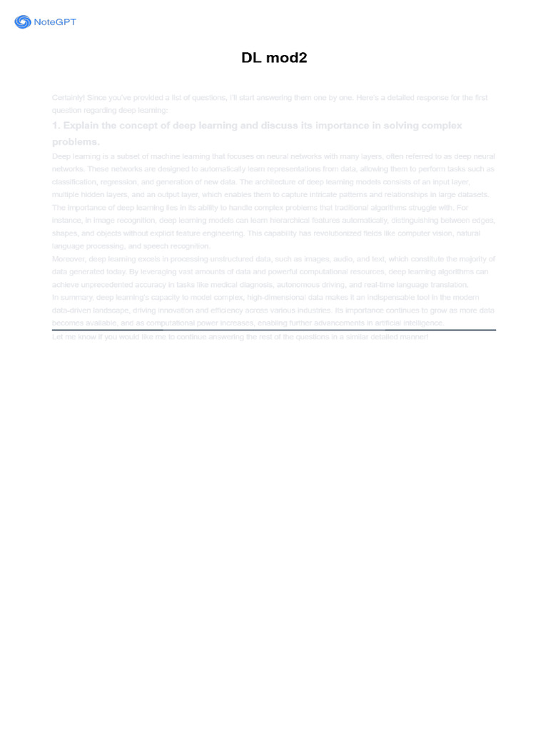 NoteGPT Summary DL Mod2 | PDF
