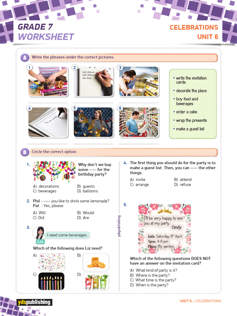 Grade 7 Online Worksheet Unit 6 | PDF