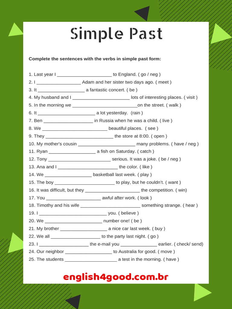 Simple Past 1 Worksheet | PDF