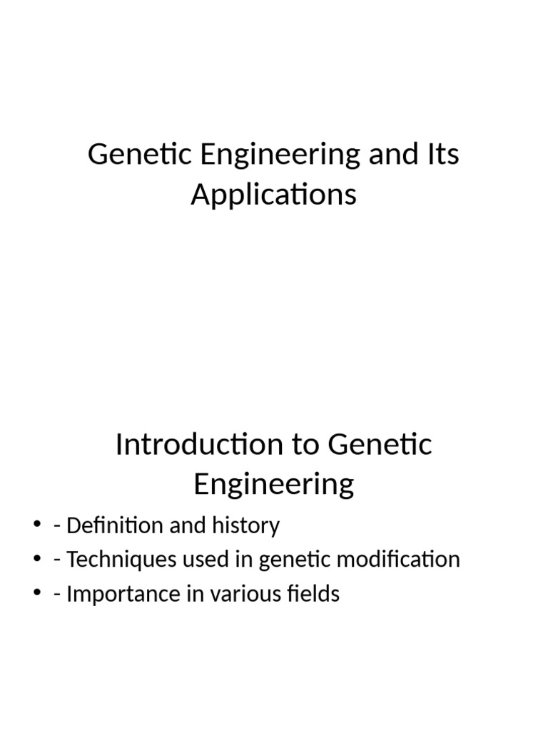 Genetic Engineering and Its Applications | PDF