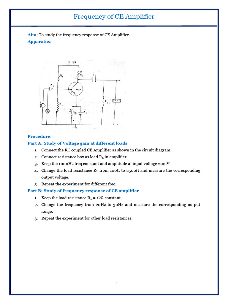 CE Amplifier Frequency Response Lab | PDF