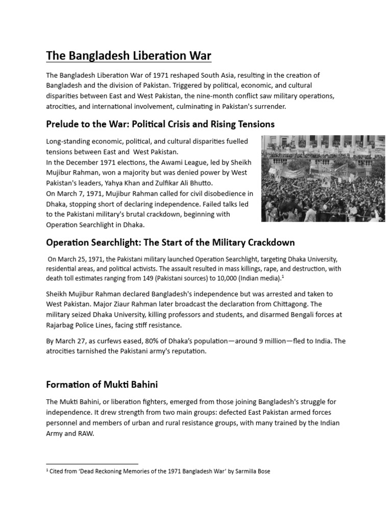 Bangladesh Liberation War Overview | PDF | Pakistan | Bangladesh