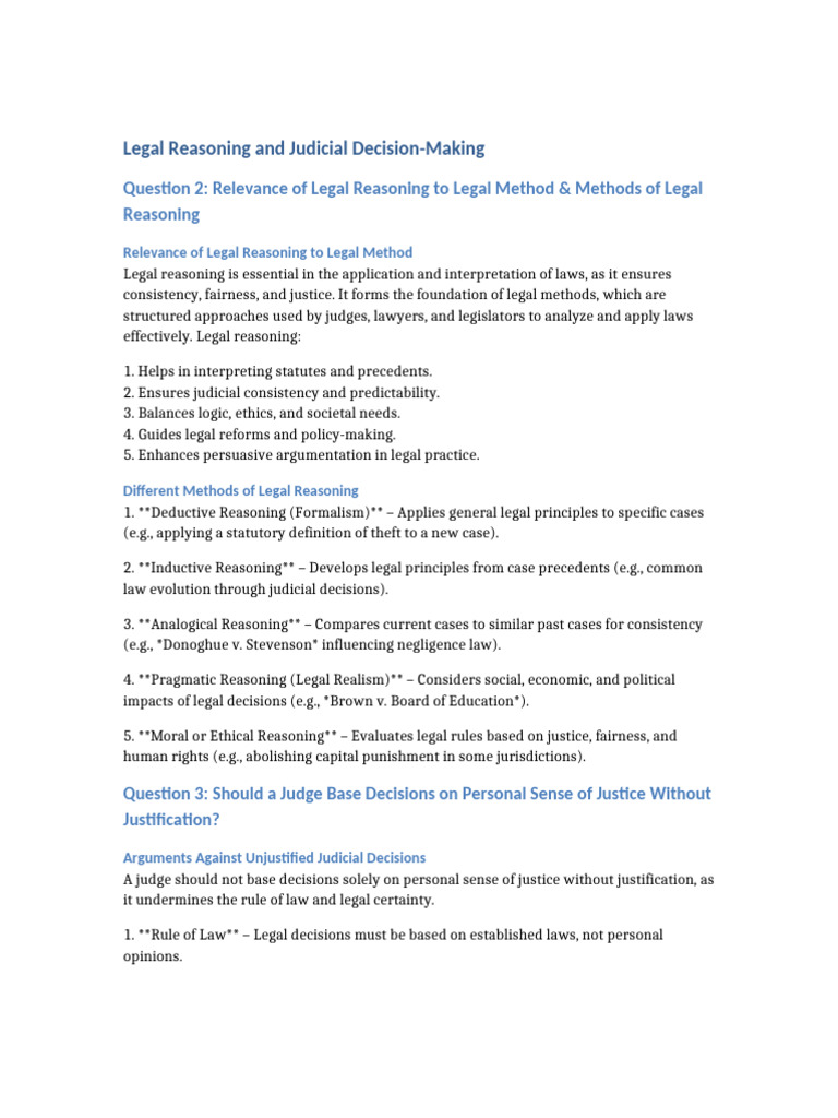 Legal Reasoning and Judicial Decision | PDF | Precedent | Reason