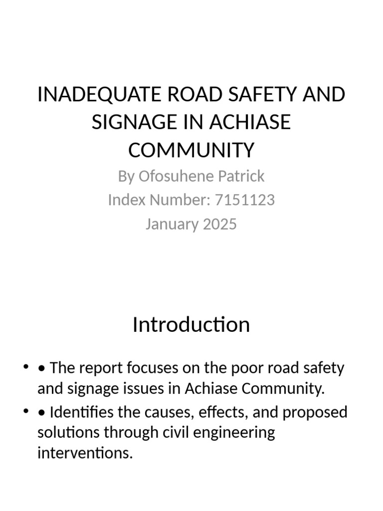 Road Safety Achiase Presentation | PDF