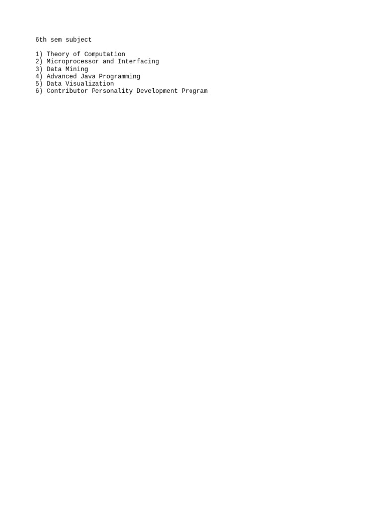 6th Sem Computer Engineering Subjects | PDF
