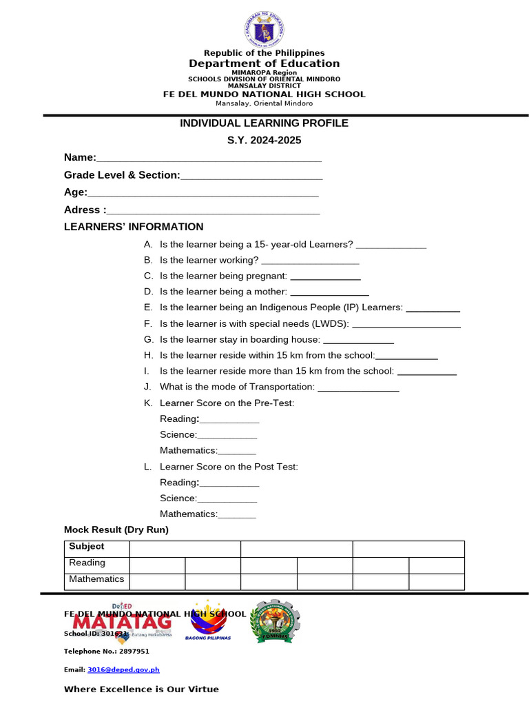 Individual Learner Profile | PDF