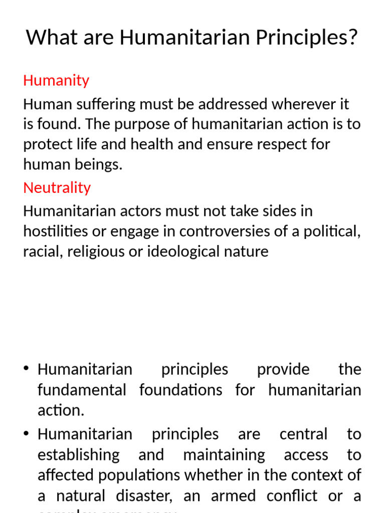 Understanding Humanitarian Principles | PDF