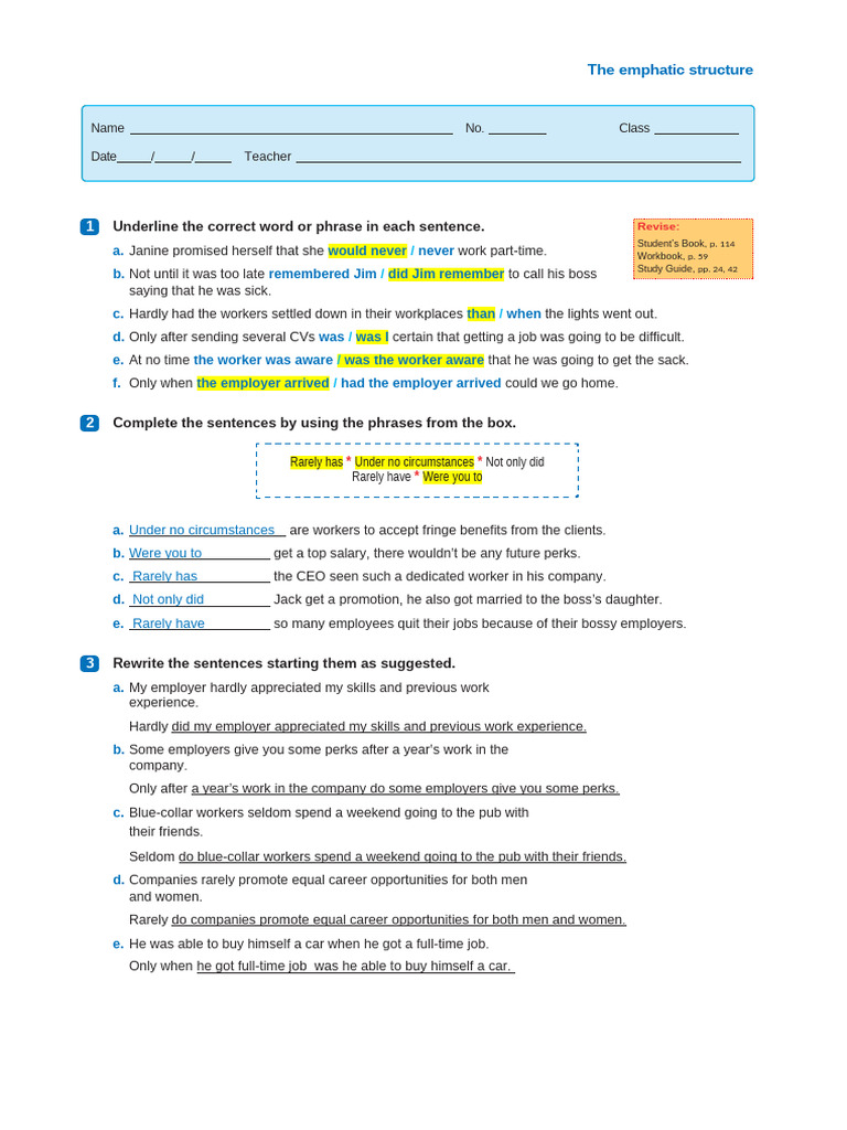 enga11_grammar_worksheet14_the_emphatic_structure (1) | PDF | Employee ...