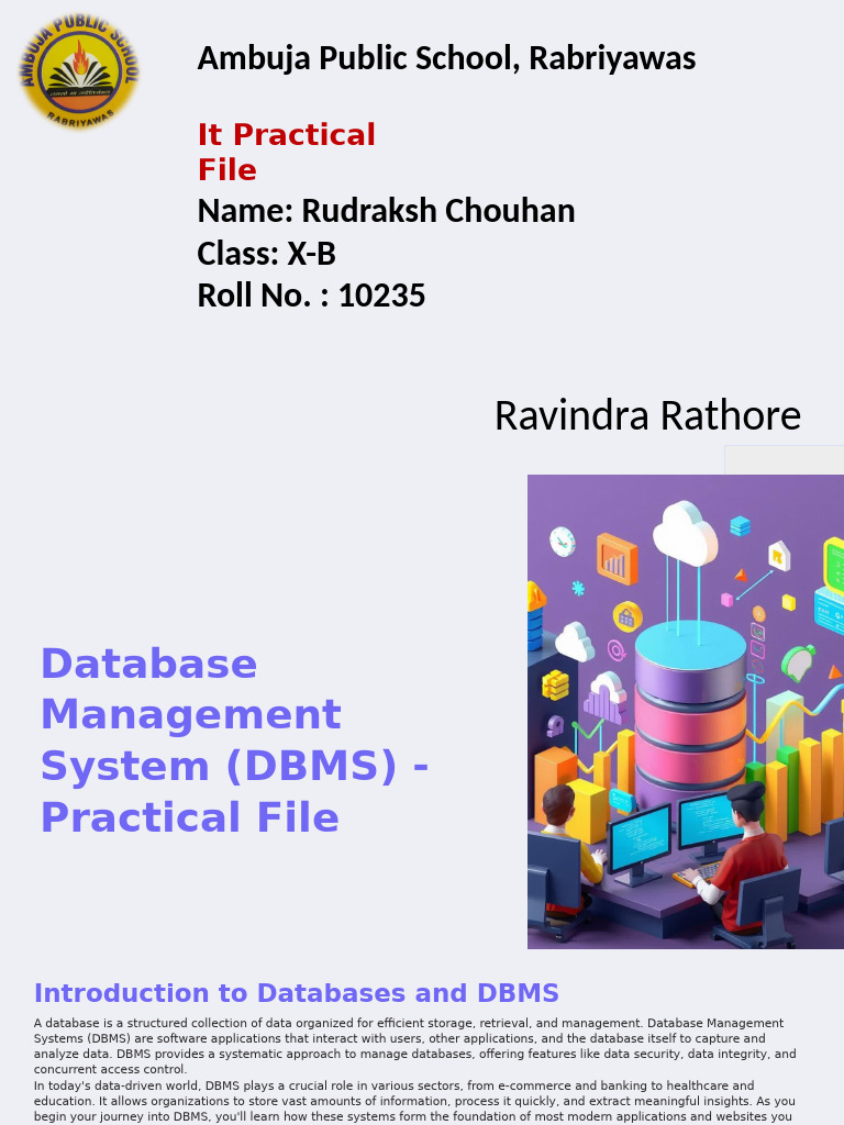 Database Management System DBMS Practical File Class 10 IT | PDF | Databases | Relational Database