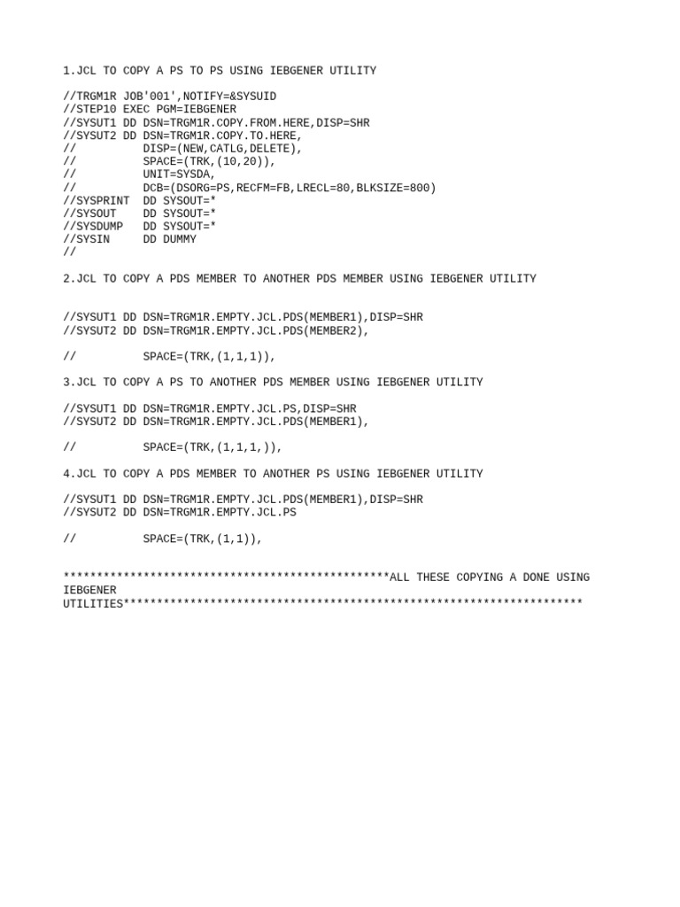 IEBGENER Utility | PDF