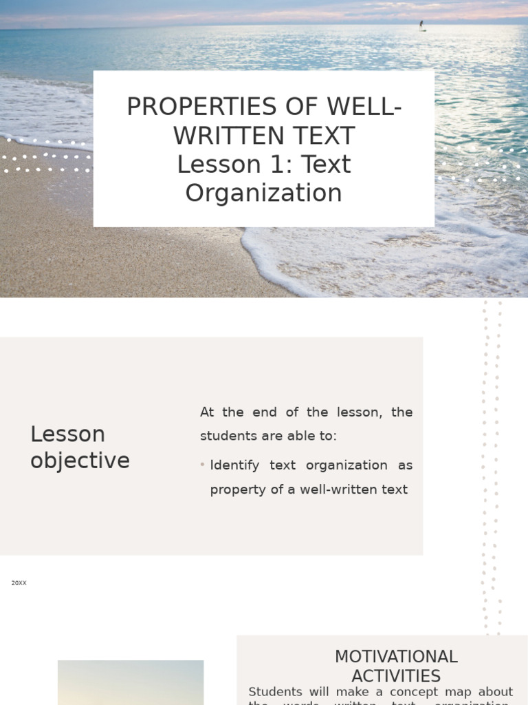 LESSON 1 - ORGANIZATION PROPERTIES OF WELL-WRITTEN TEXT | PDF | Butterfly