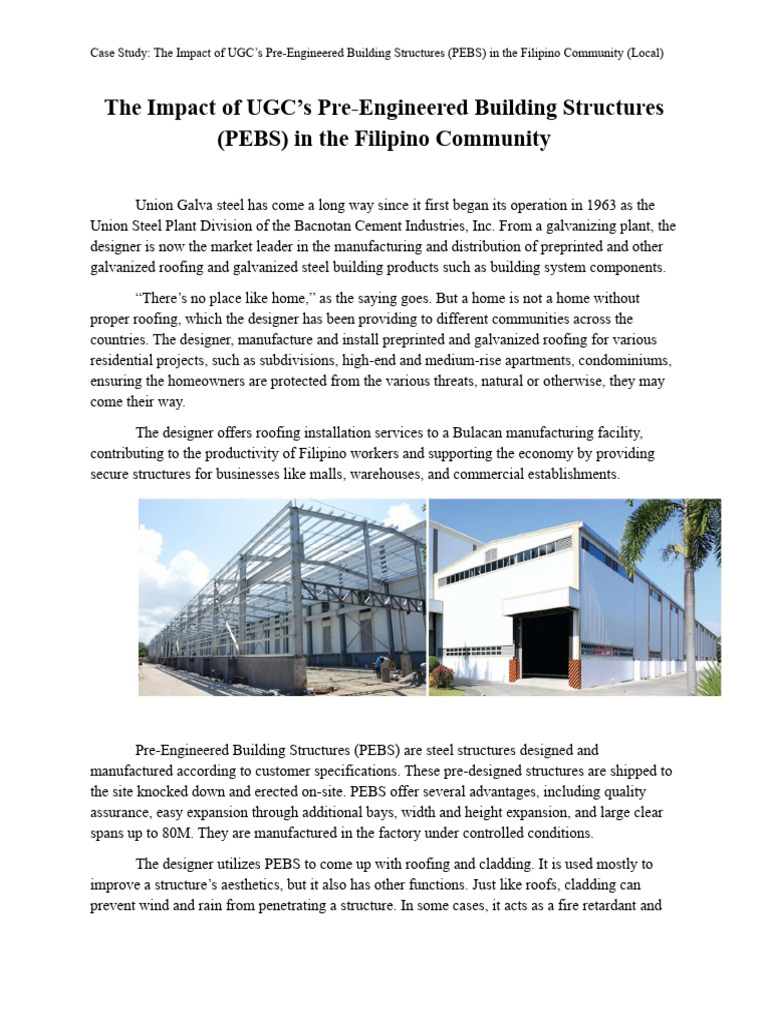 The Impact of UGC's Pre-Engineered Building Structures (PEBS) in The Filipino Community | PDF ...