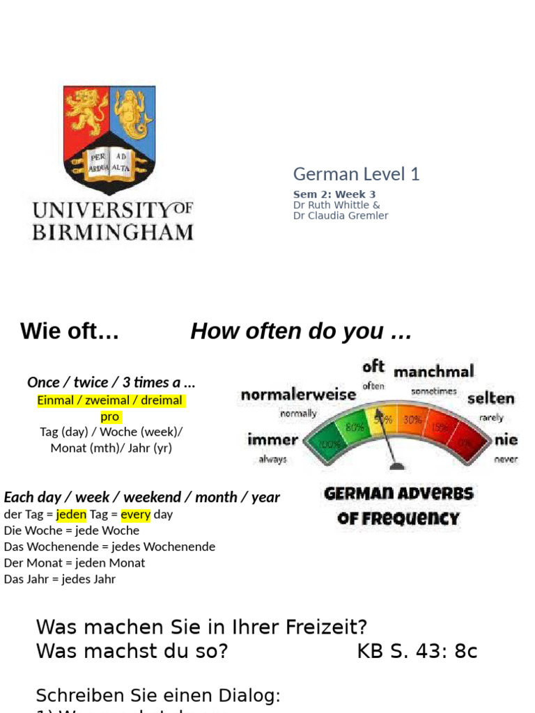 German Level 1 S2 Week 3 2024-25 | PDF