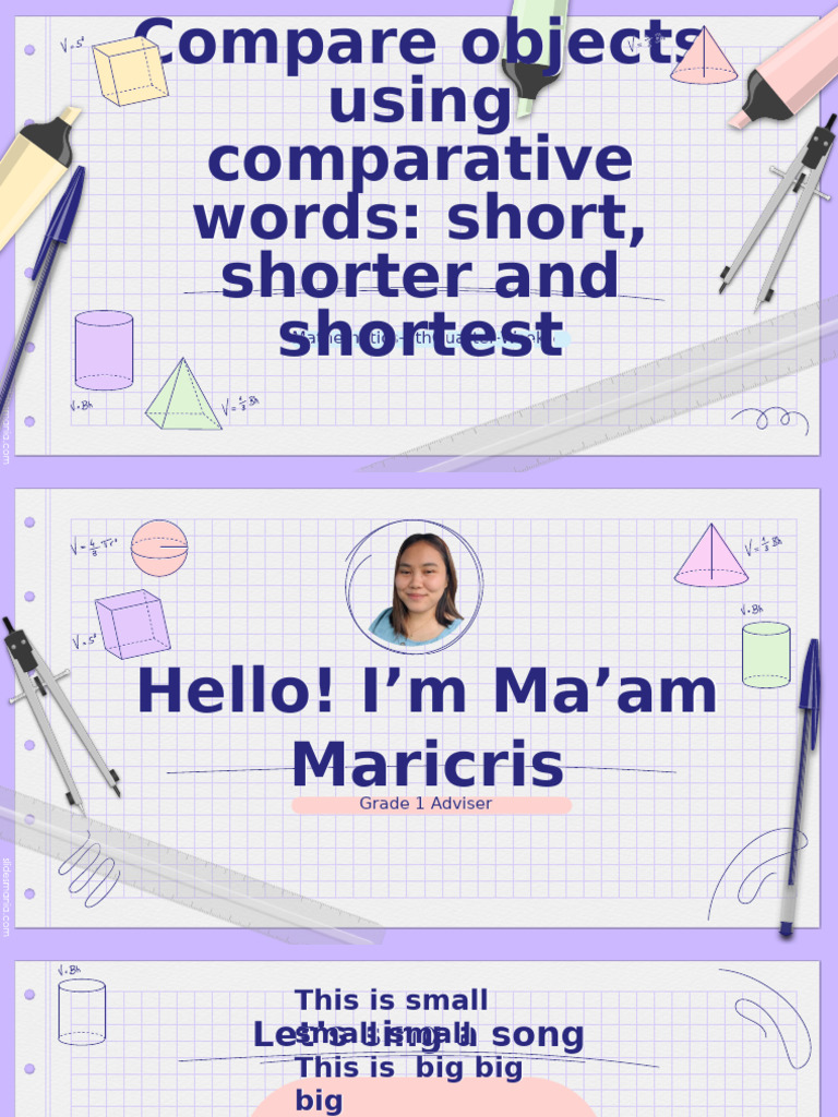 Comparing Objects: Short, Shorter, Shortest | PDF