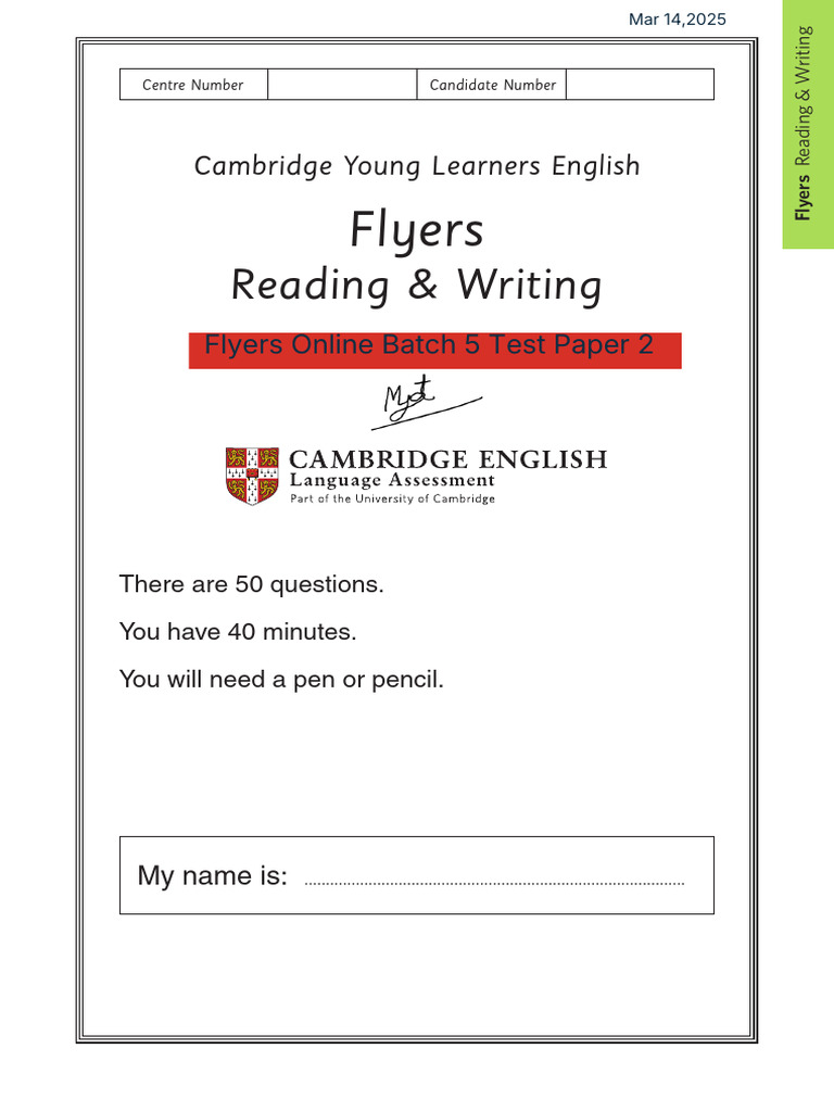 Flyers Online Batch 5 Test Paper 2 | PDF | Butterfly