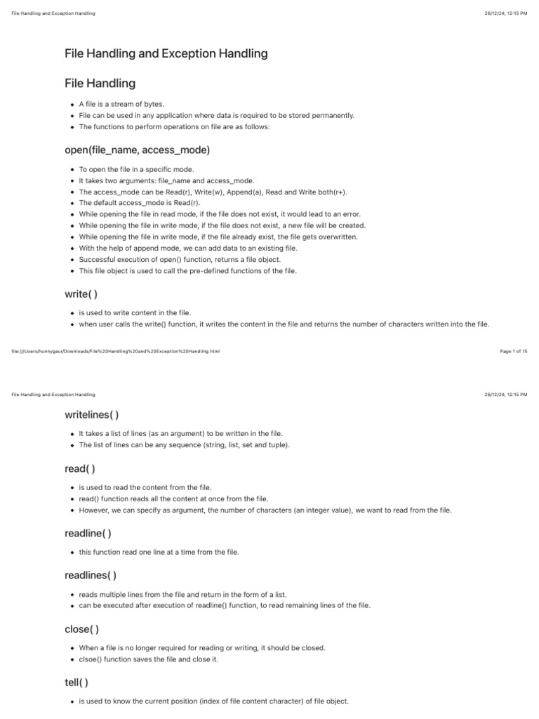UNIT 4 (File Handling and Exception Handling) | PDF | Computer File | Parameter (Computer ...