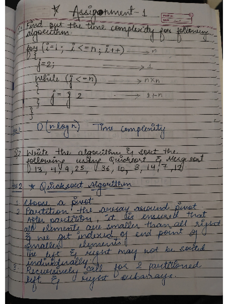 DAA Assignment - 1 | PDF