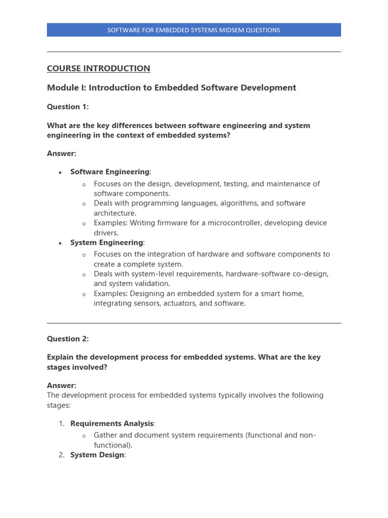 Ses Midsem Potential Questions | PDF | Embedded System | Operating System