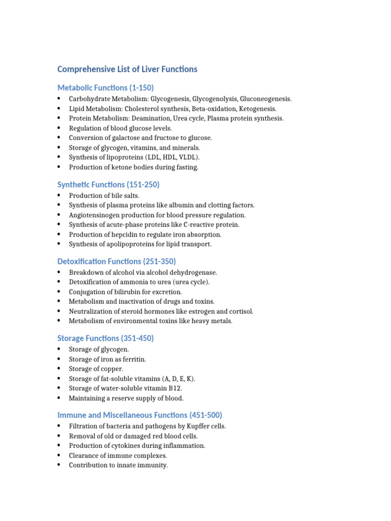 Key Functions of the Liver Explained | PDF