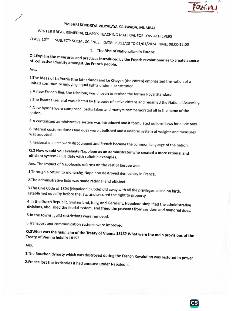 Complete SST Imp Qs (Low Achievers) | PDF