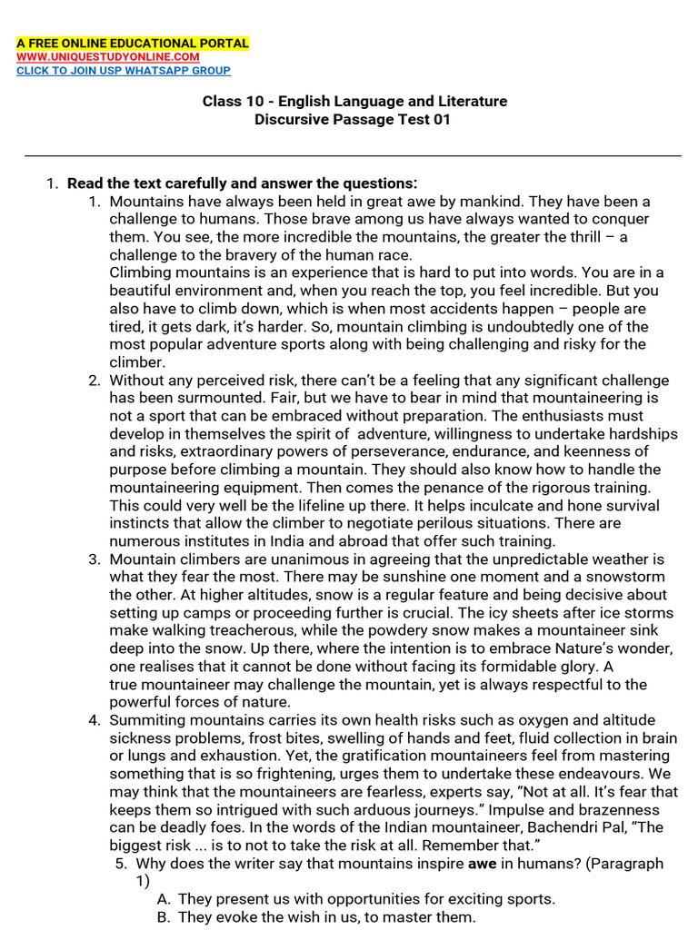 Discursive Passage Test 01 | PDF | Obesity | Dieting