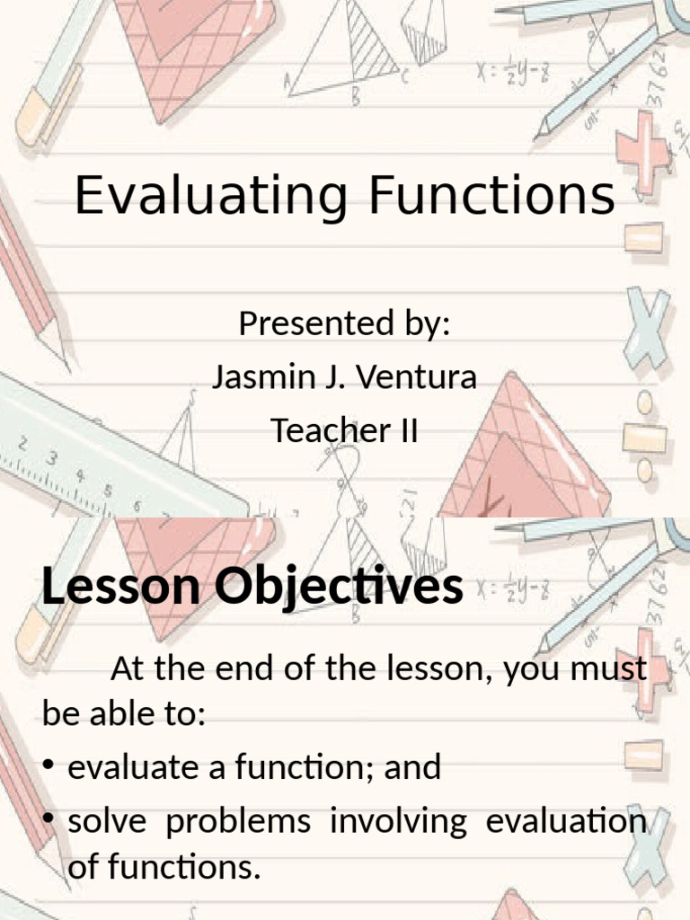 Lesson 2 Evaluating Functions Copy | PDF