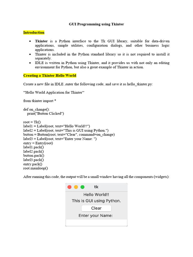 UNIT 5 (GUI Programming using Tkinter) | PDF | Parameter (Computer ... UNIT 5 (GUI Programming using Tkinter) | PDF | Parameter (Computer ...