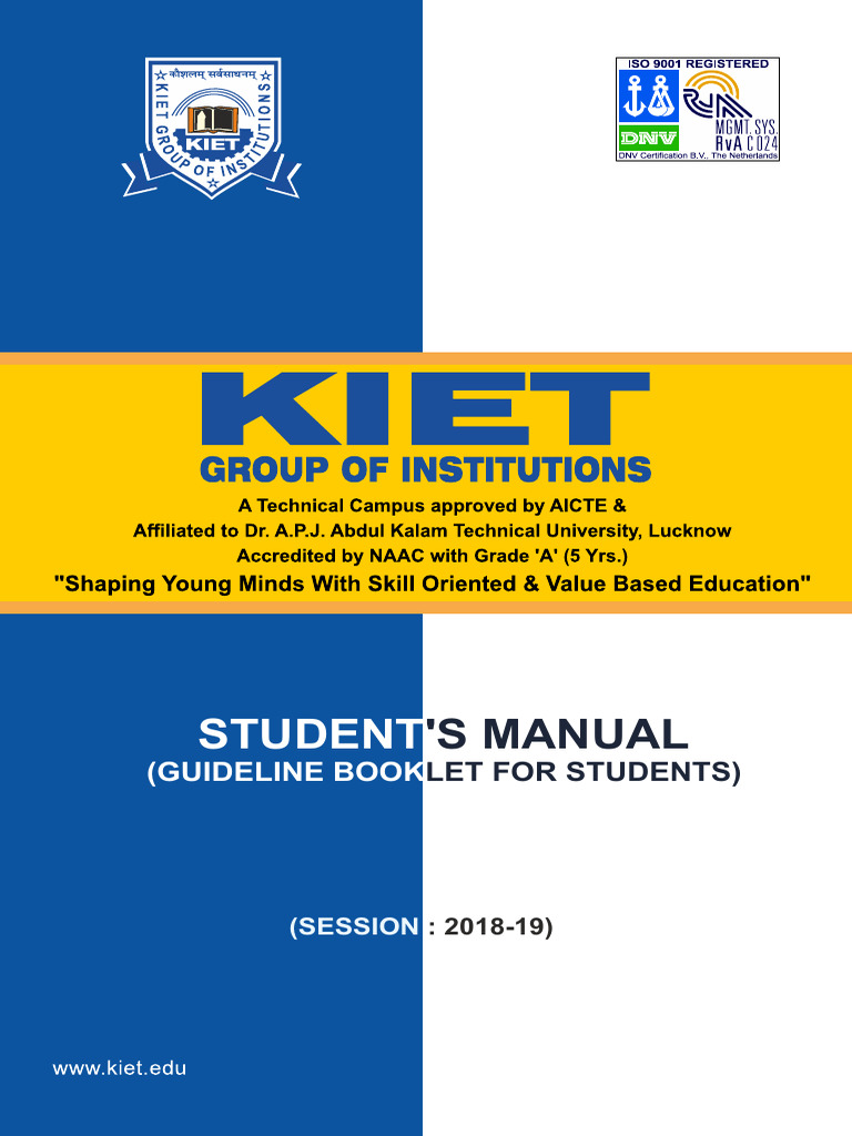 2018 19 KIET Student Booklet 1309221225 | PDF | Mentorship | Academic Term
