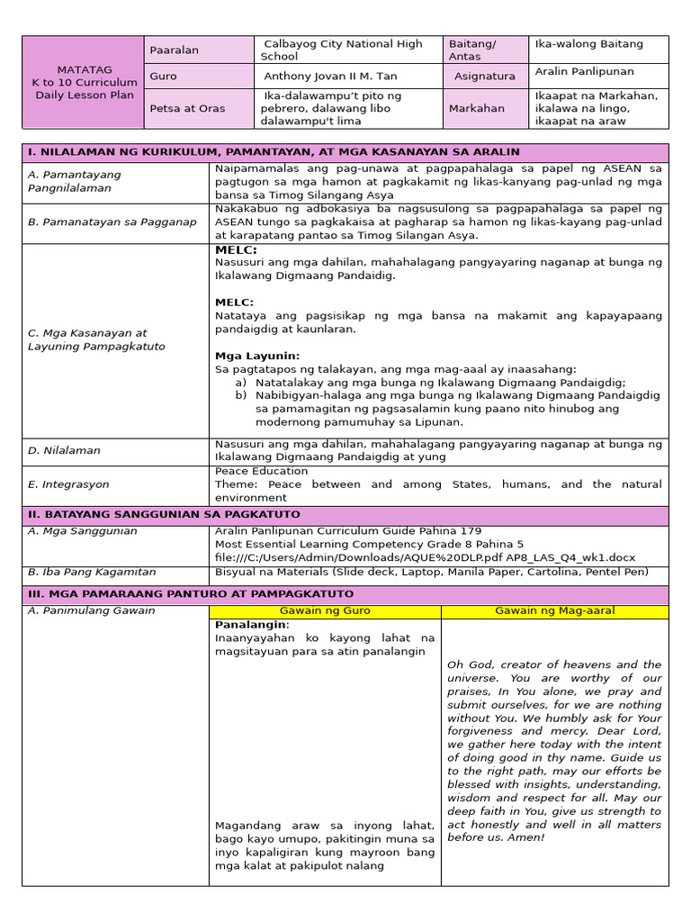 CUFG8 Mga Bunga NG Ikalawang Digmaang Pandaigdig | PDF