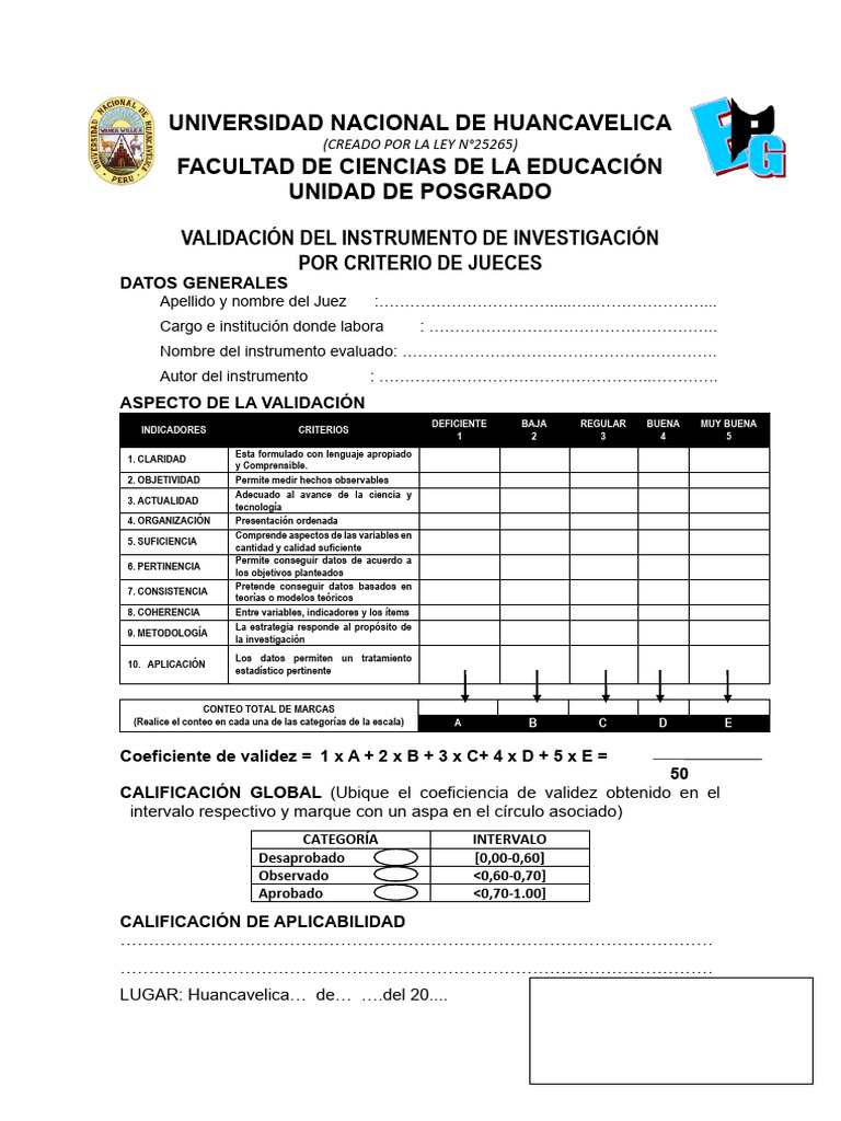 Ficha Validacion Instrumentos | PDF | Validez (Estadísticas) | Science