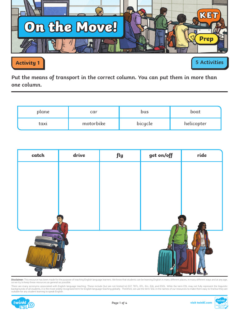 A2 Key (KET) Prep Lesson On The Move | PDF | English As A Second Or ...