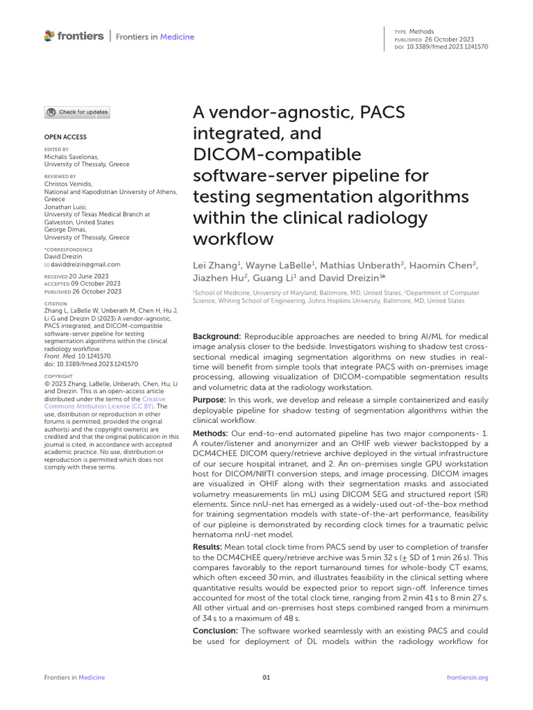 A Vendor-Agnostic PACS Integrated and DICOM-compatible Software-Server ...
