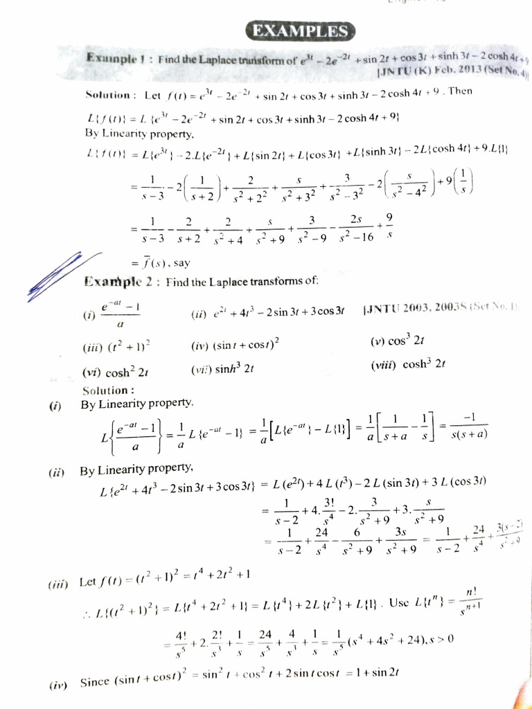 Laplace Transform Examples and Solutions | PDF | Functions And Mappings ...