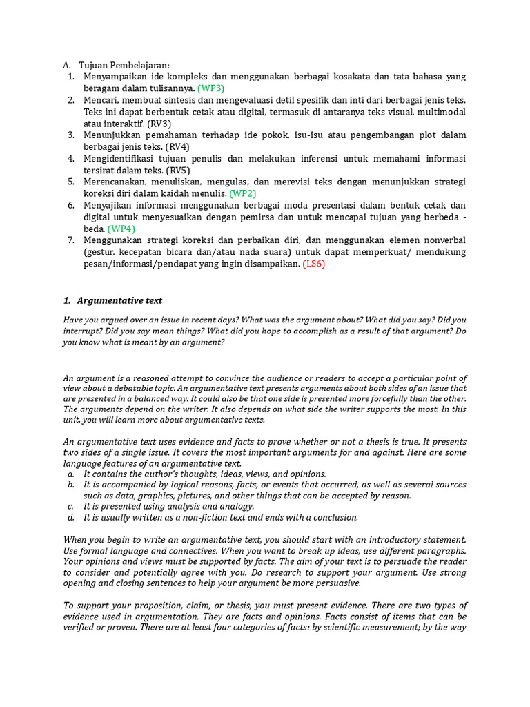 Materi Argumentative Text (XII) | PDF | Argument | Bali