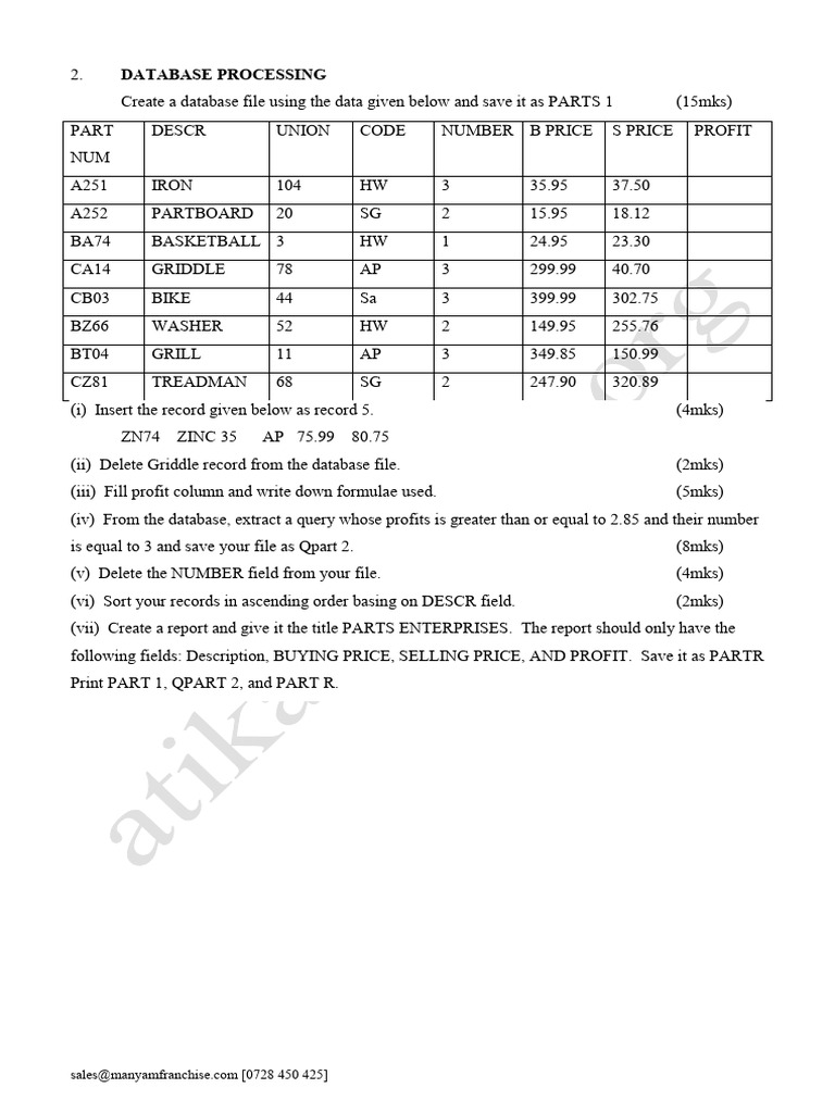 Database 5 Practical Questions | PDF