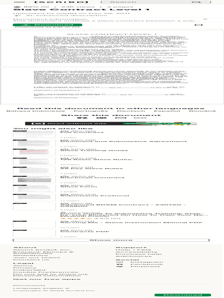 Slave Contract Level 1 PDF Dominance and Submission Interpersonal ...