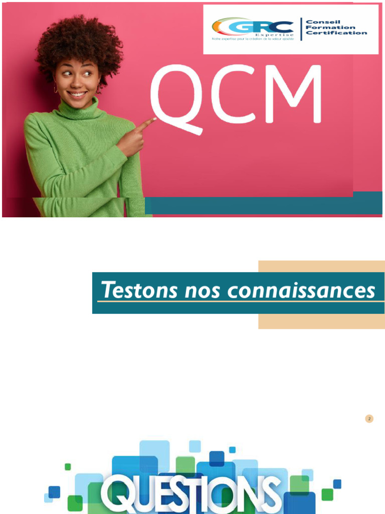 Audit Interne : QCM et Méthodologie | PDF | Audit | Risque