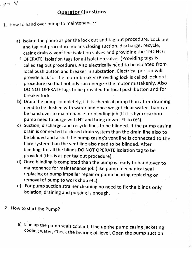Interview Questions For Field Operator 1725294142 | PDF