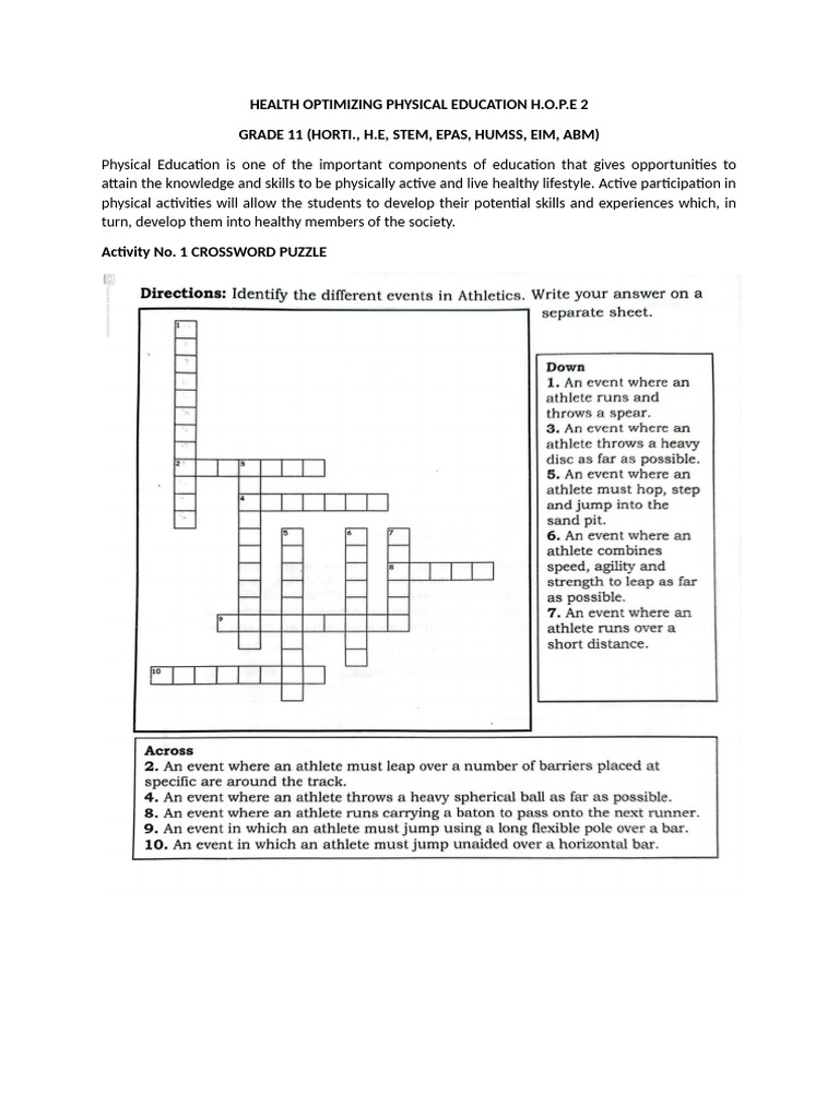 Health Optimizing Physical Education Activity | PDF | Sports