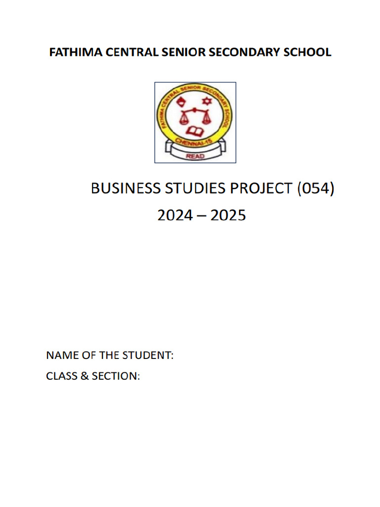 Business Studies FRONT PAGE | PDF