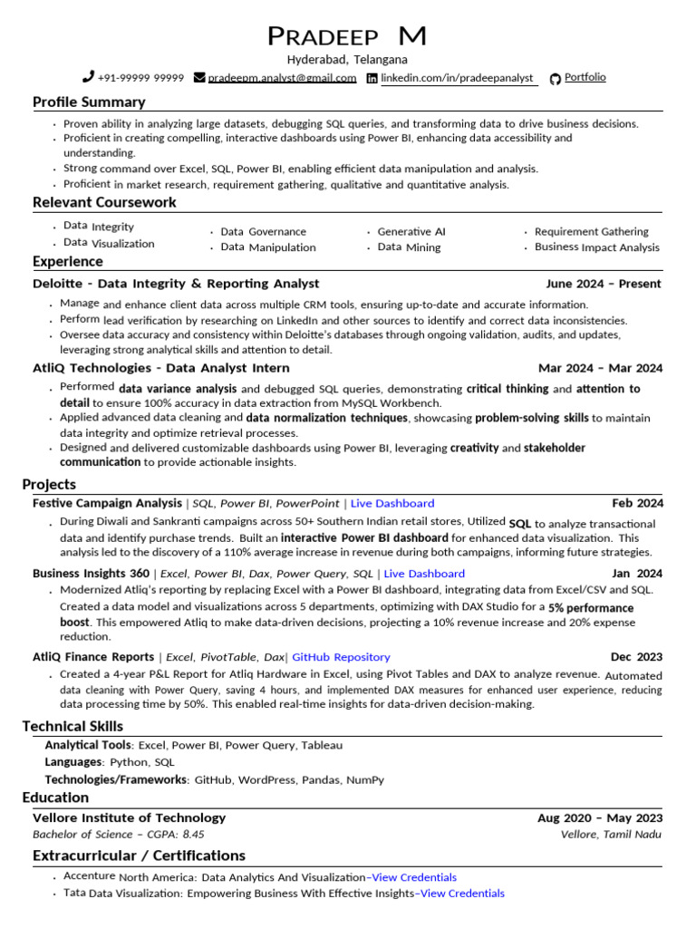 Data Analyst Portfolio of Pradeep M | PDF | Data | Microsoft Excel